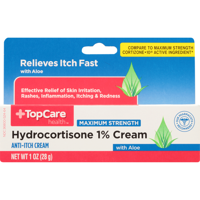 TopCare Maximum Strength Hydrocortisone 1% Antipruritic Itch & Rash ...