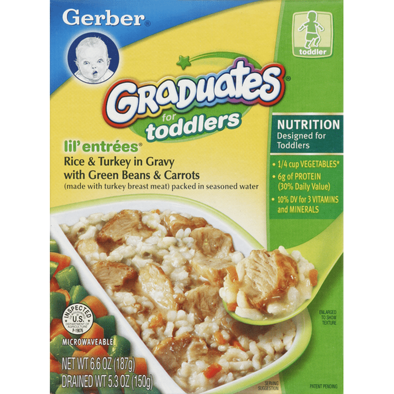 Gerber Lil' Entrees, Rice & Turkey in Gravy with Green Beans & Carrots ...