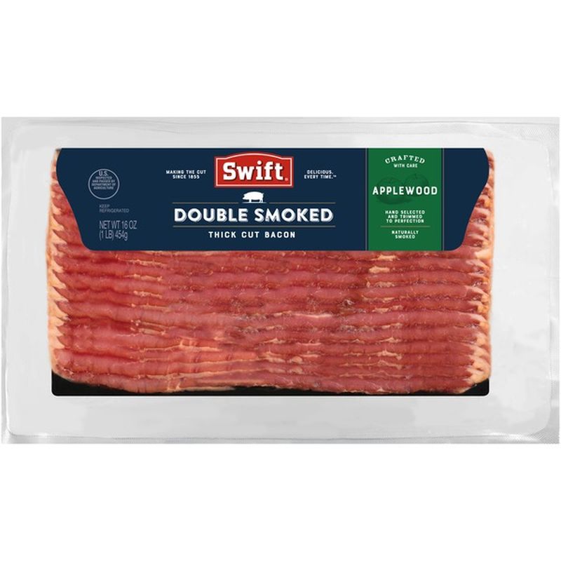 Swift Applewood Double Smoked Thick Cut Bacon (16 oz) - Instacart