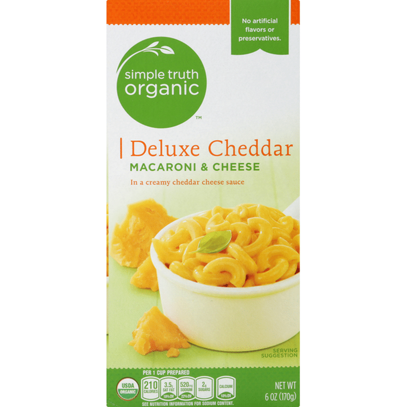 Simple Truth Organic Macaroni & Cheese, Organic, Deluxe Cheddar (6 oz ...