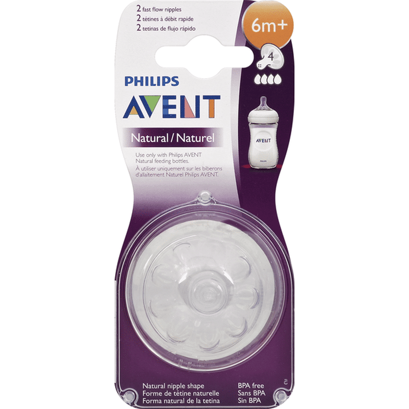 Avent Nipples, Fast Flow, 6 Months+ (2 each) - Instacart
