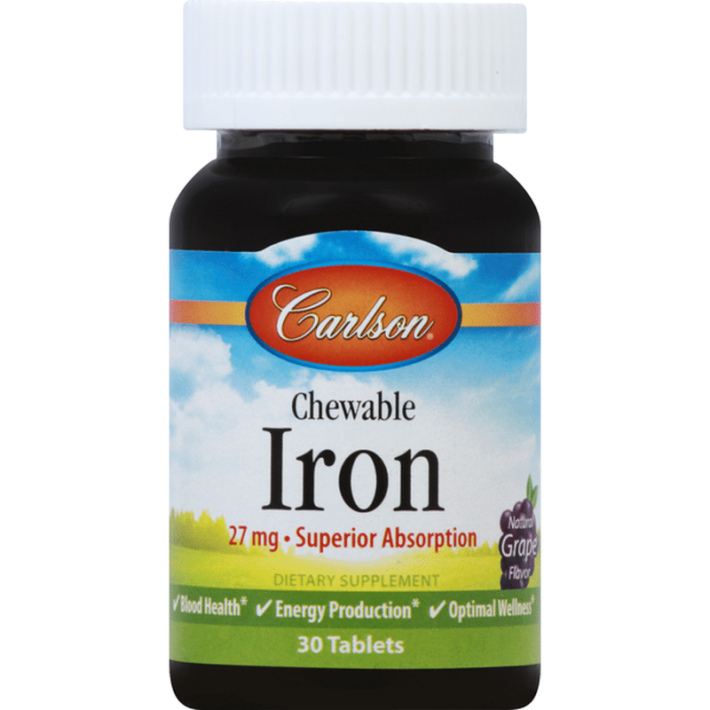 Carlson Labs Iron, Chewable, 27 mg, Tablets, Grape (30 each) - Instacart