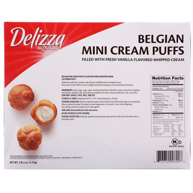 Delizza Belgian Mini Cream Puffs Filled With Fresh Vanilla Flavored