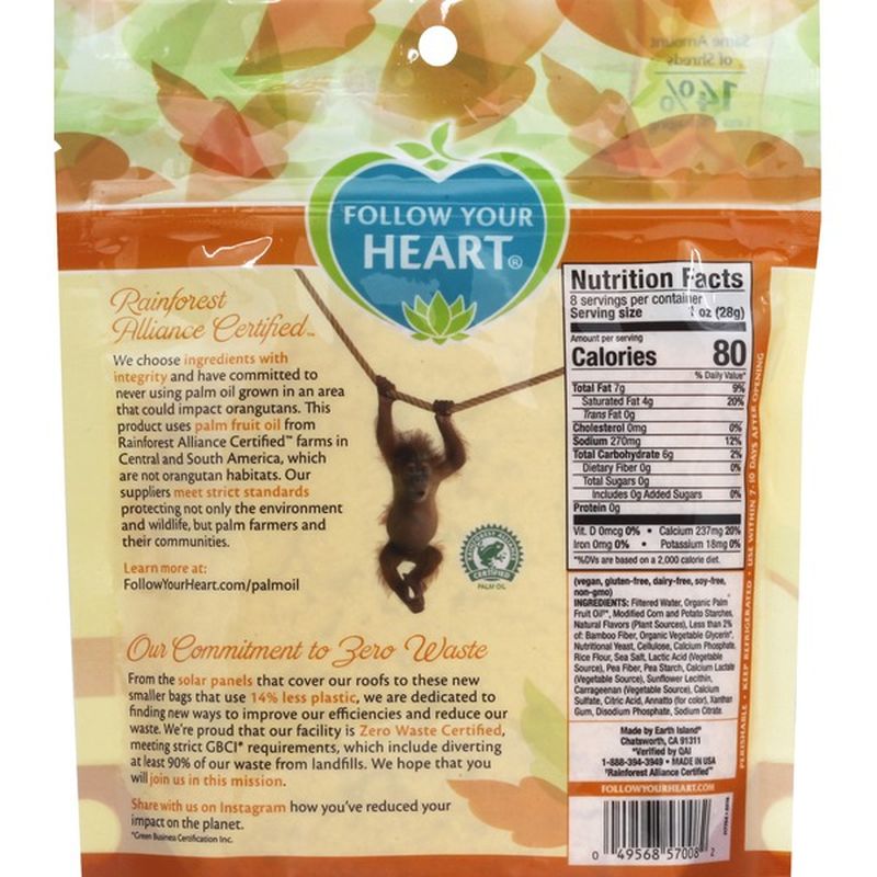 Follow Your Heart Cheese Alternative, Dairy-Free, Cheddar, Shreds (8 oz ... Follow Your Heart Cheese Alternative, Dairy-Free, Cheddar, Shreds (8 oz ...