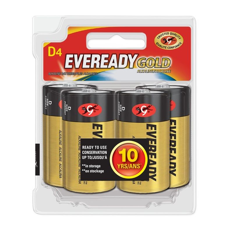 Eveready Alkaline D Batteries, D Cell Batteries (4 ct) - Instacart