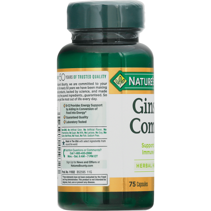 Nature's Bounty Ginseng Complex, Capsules (75 each) Delivery or Pickup ...