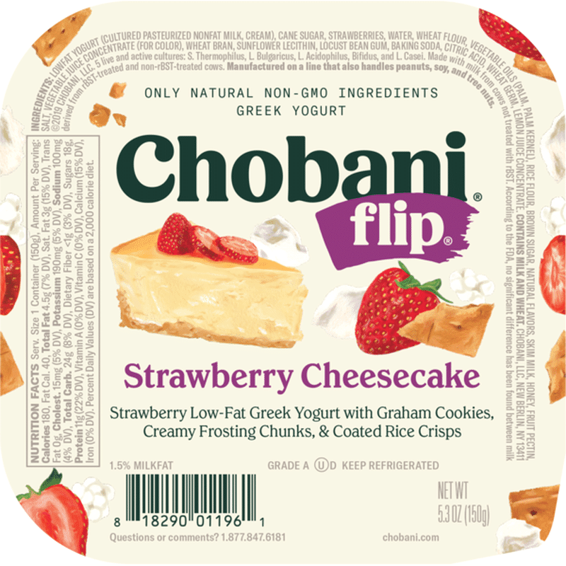 Chobani Strawberry Cheesecake Low-Fat Greek Yogurt (5.3 oz) - Instacart