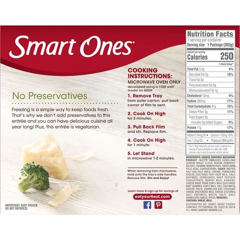 Smart Ones Fettuccine Alfredo with Broccoli Florets & Creamy Alfredo ...