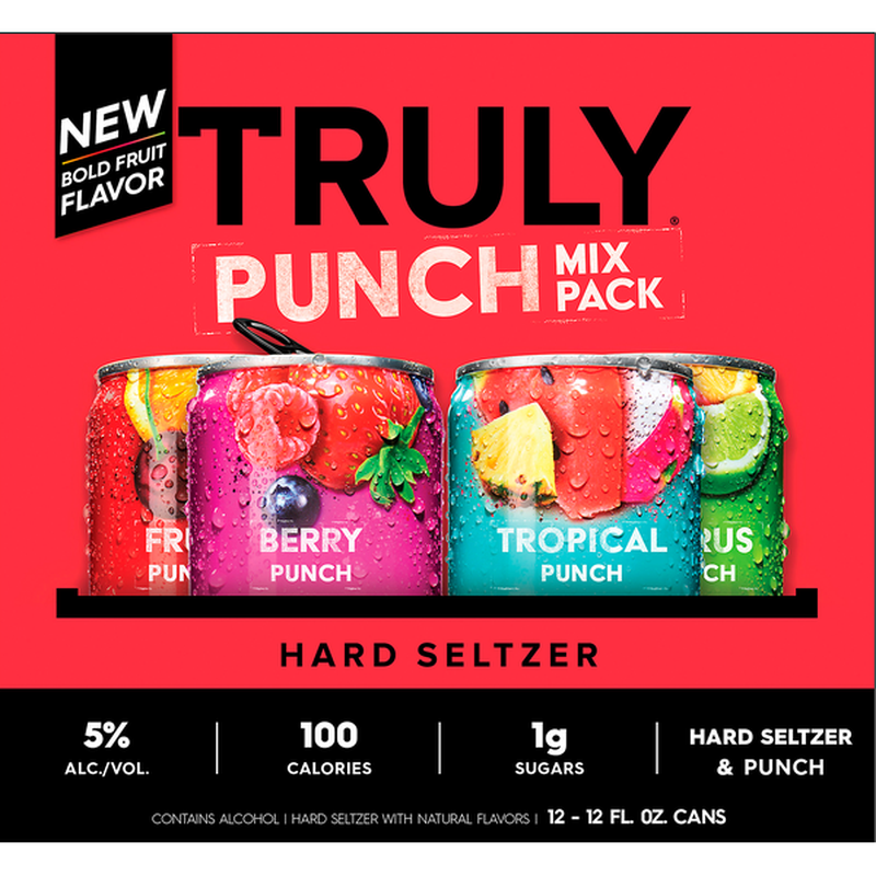 TRULY Hard Seltzer Punch Variety Pack, Spiked & Sparkling Water (12 fl ...