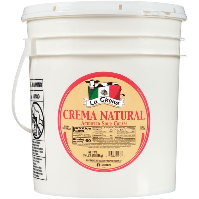 La Chona Crema Natural Acidified Sour Cream (35 lb) - Instacart