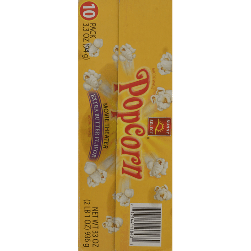 Sunny Select Popcorn, Microwave, Extra Butter Flavor, 10 Pack (3.3 oz ...