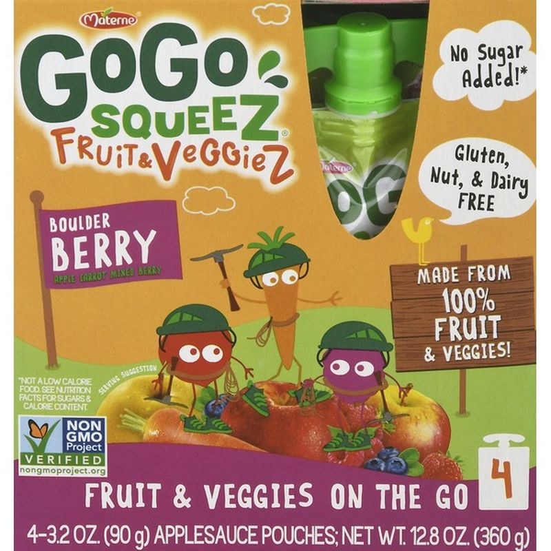 GoGo Squeez Fruit & Veggiez, Boulder Berry, 4-Pack (12.8 oz) - Instacart