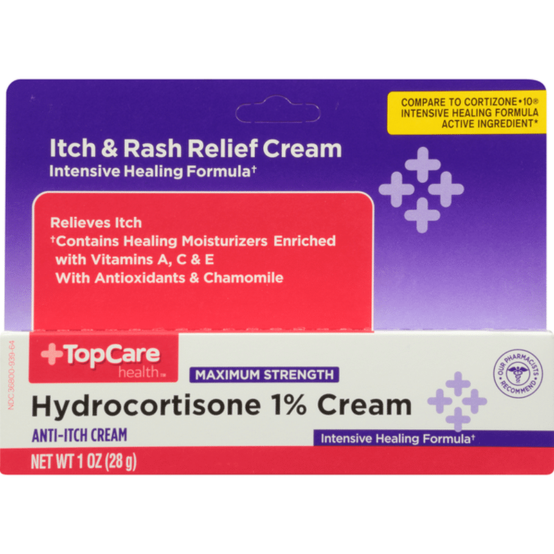TopCare Maximum Strength Hydrocortisone 1% Antipruritic Itch & Rash ...