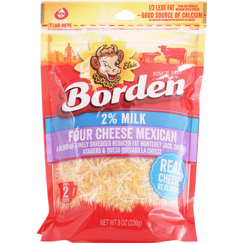 Borden Shredded Cheese, 2% Milk, Four Cheese Mexican (8 oz) - Instacart