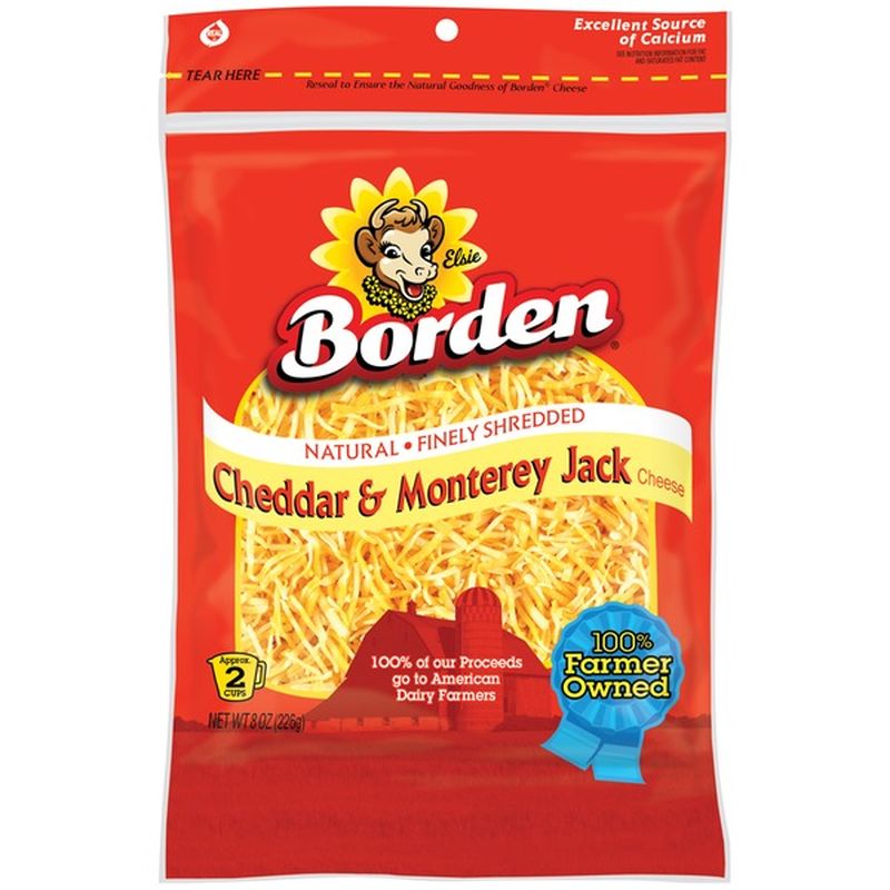 Borden Finely Shredded Cheddar & Monterey Jack Cheese (8 oz) - Instacart