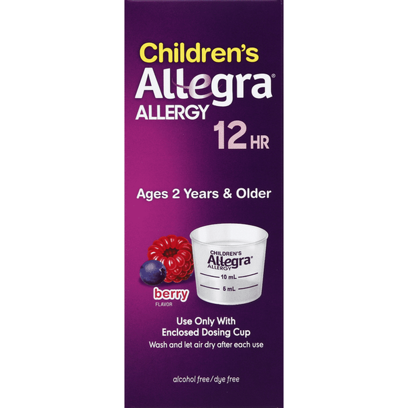 Allegra Allergy Relief, 12 Hour, Liquid, Berry Flavor, Children's (4 oz ...
