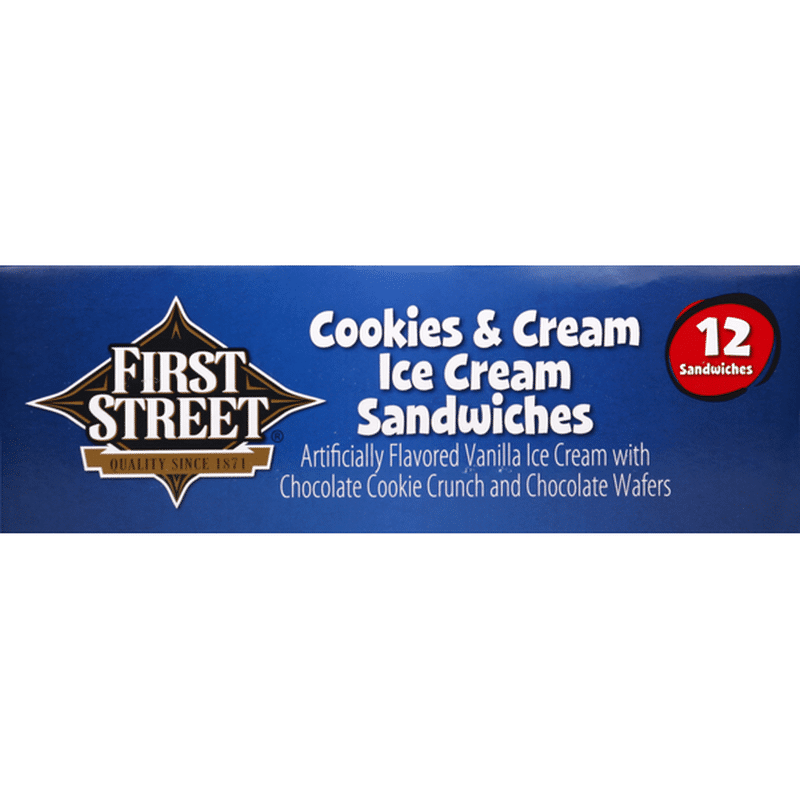 First Street Ice Cream Sandwiches, Cookies & Cream (12 each) - Instacart