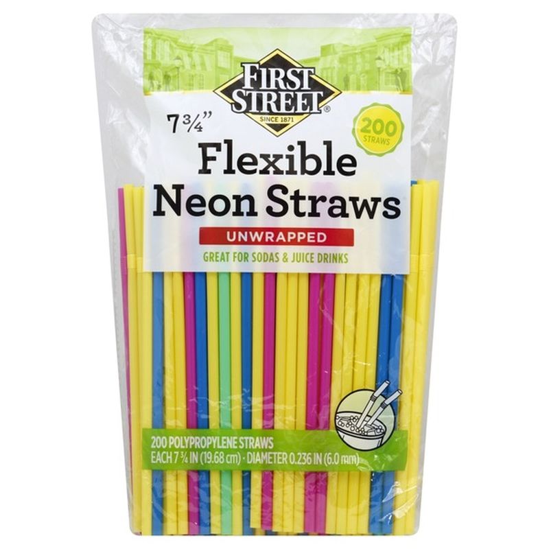 First Street Neon Flex Straws (200 ct) - Instacart