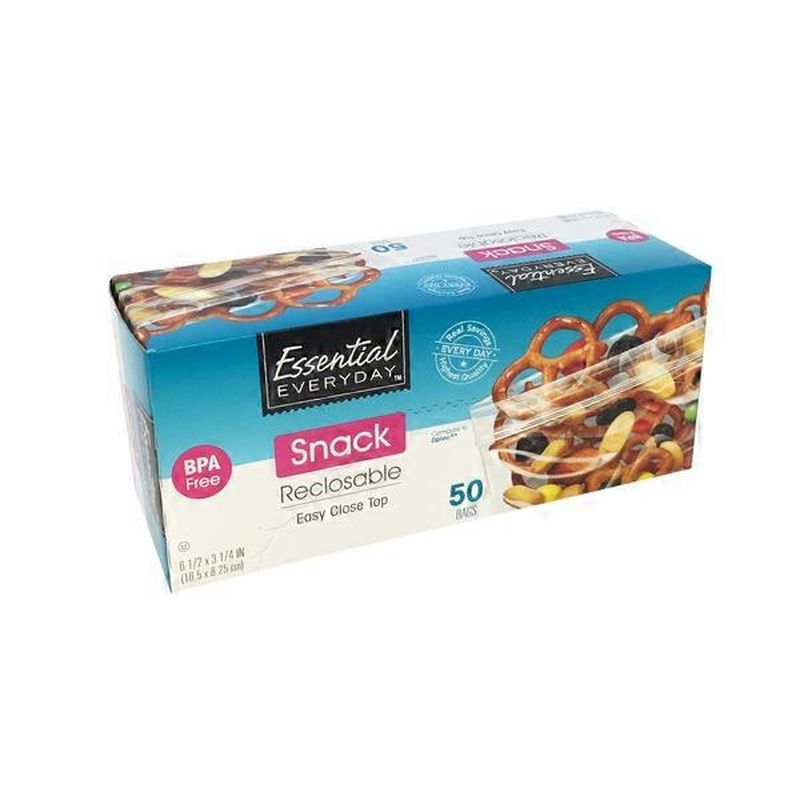 Essential Everyday Reclosable Snack Bags With Easy Close Tops (50 ct ...