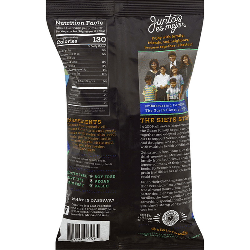 Siete Tortilla Chips, Grain Free, Ranch (4 oz) - Instacart