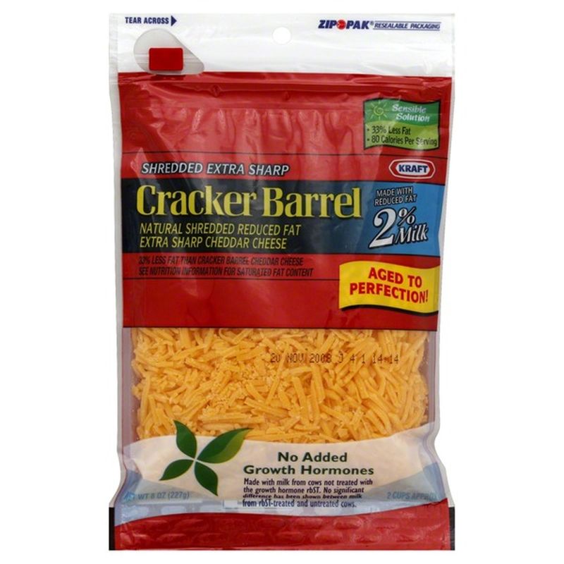 Cracker Barrel Shredded Cheese, Natural, Reduced Fat, Extra Sharp ...