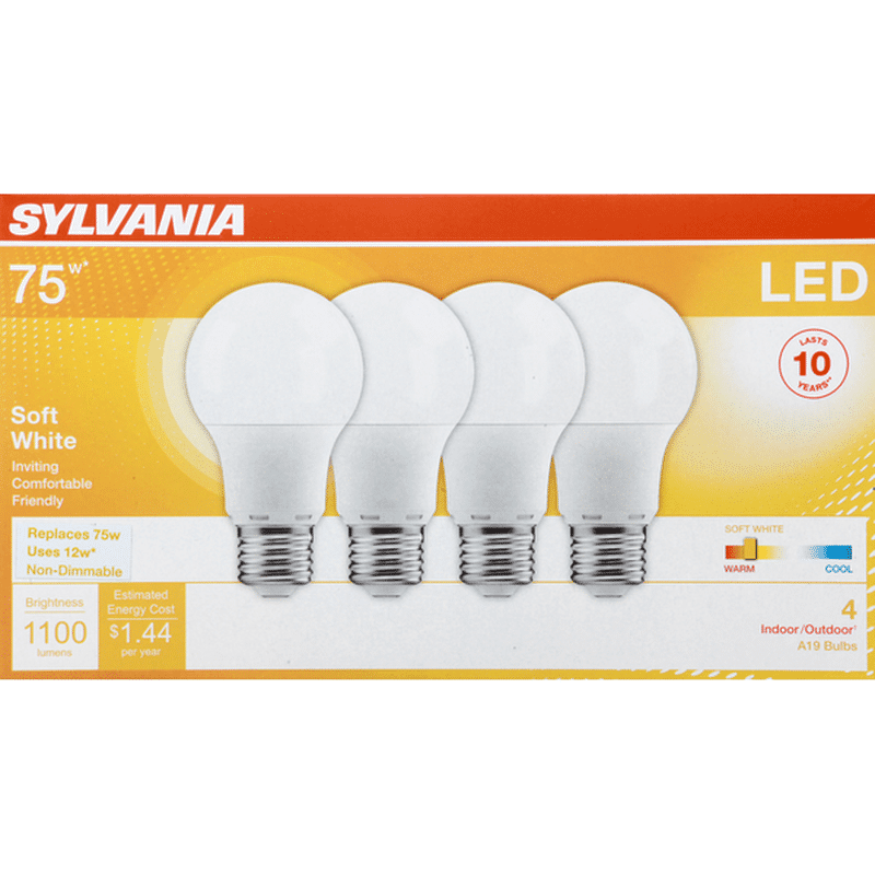 Sylvania Light Bulbs, LED, Soft White, 12 Watts (4 each) - Instacart