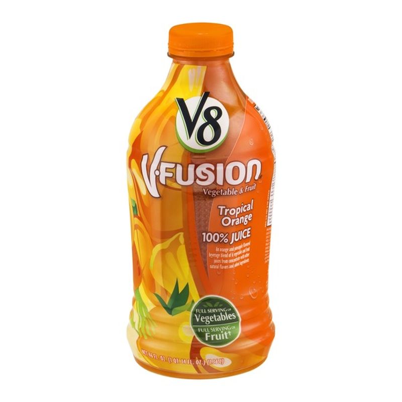 V8 V Fusion Tropical Orange 100% Vegetable & Fruit Juice (46 fl oz ...