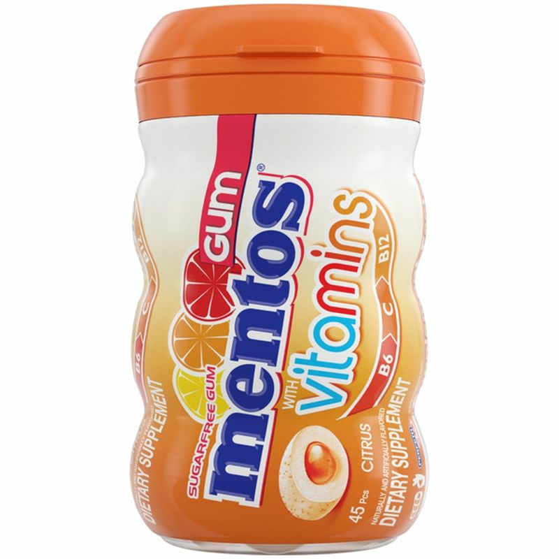 Mentos Gum, with Vitamins, Sugarfree, Citrus (45 each) - Instacart