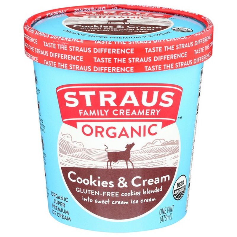Straus Family Creamery Organic Cookies & Cream Ice Cream (1 pt) - Instacart
