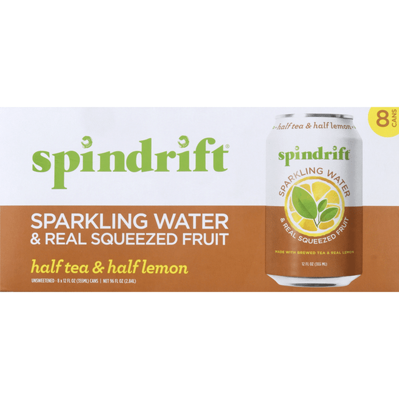 Spindrift Sparkling Water, Unsweetened, Half Tea & Half Lemon (8 each ...