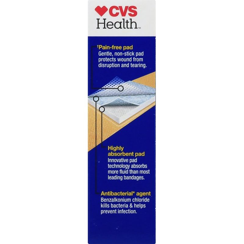 CVS Health Antibacterial Bandages, Flexible Fabric, Assorted Sizes (30 ...