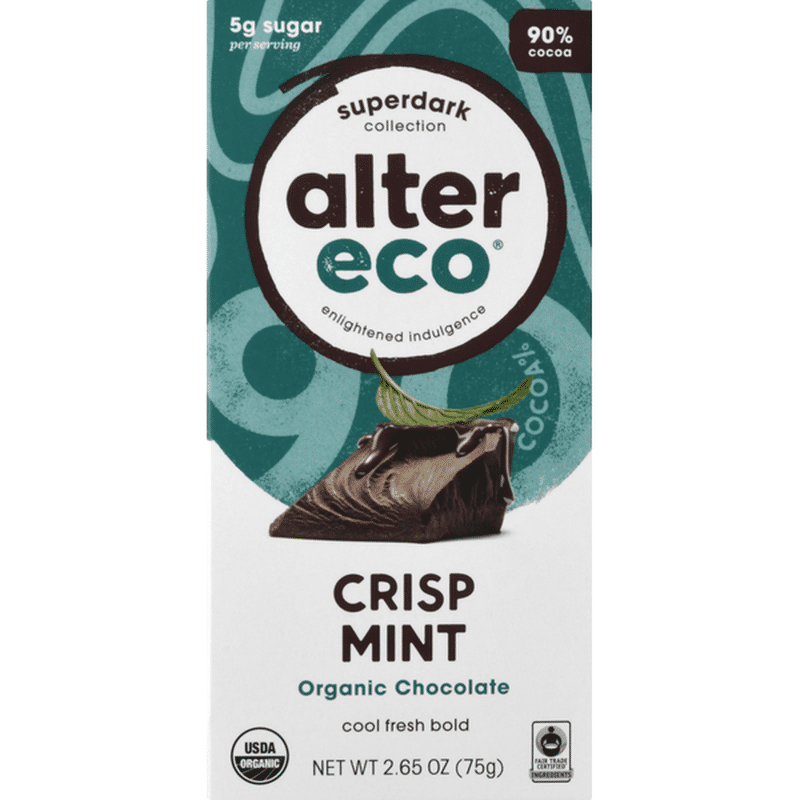 Alter Eco Chocolate, Organic, Crisp Mint, 90% Cocoa (2.65 oz) - Instacart