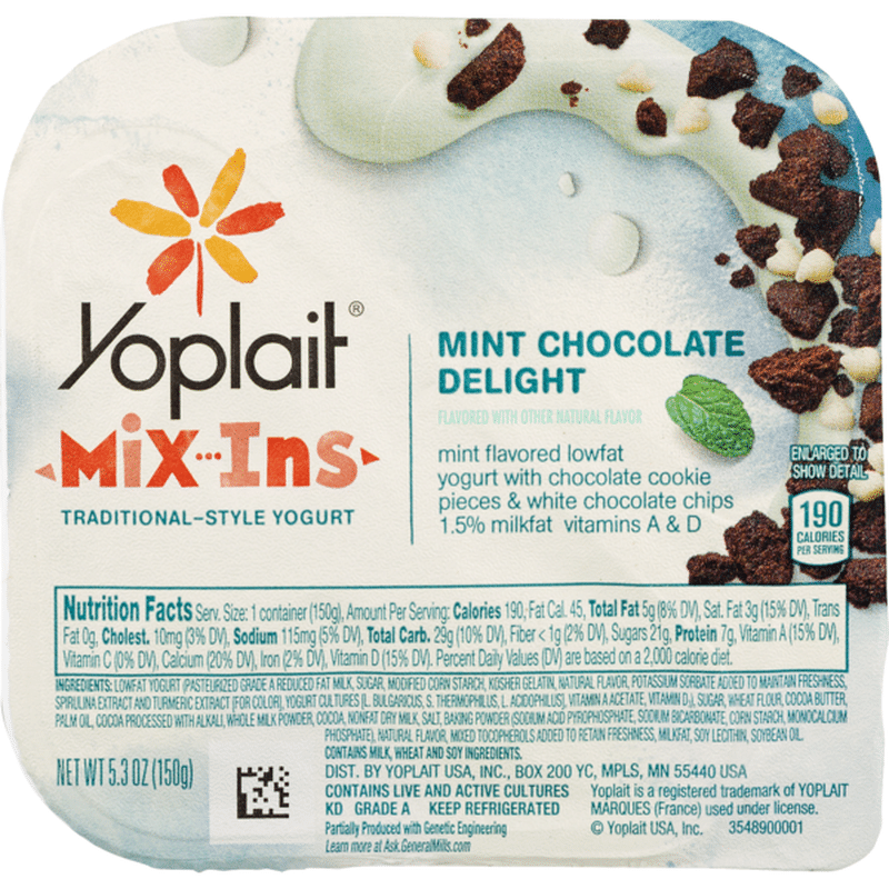 Yoplait Mix Ins Traditional Style Yogurt Mint Chocolate Delight (5.3 oz ...