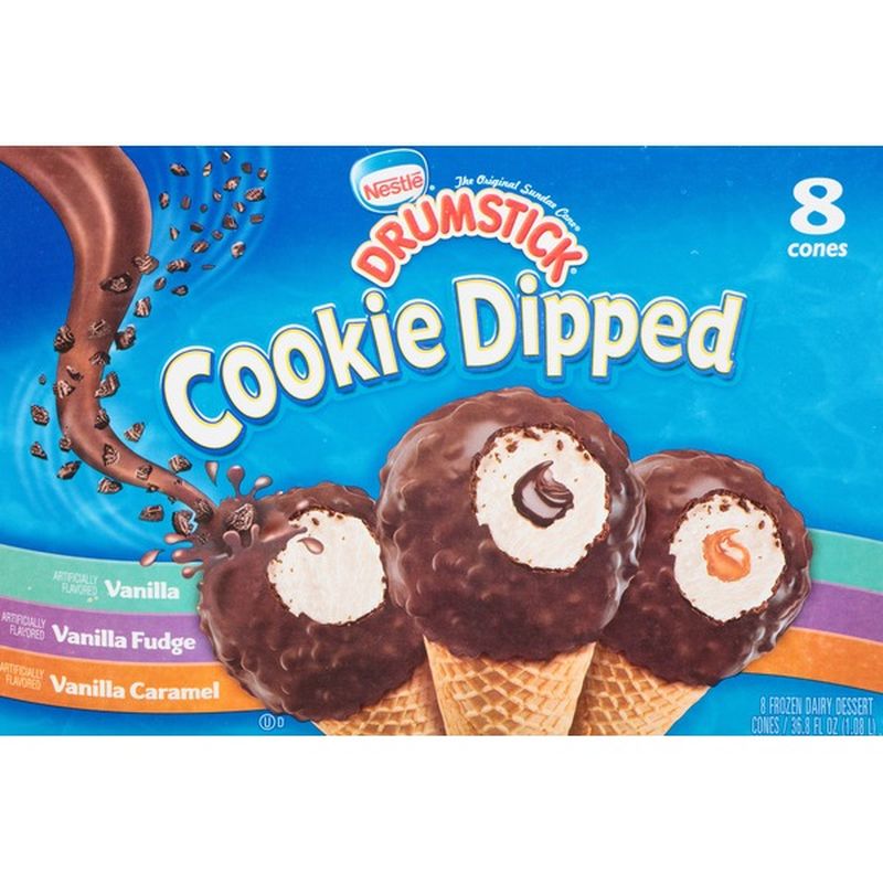 Drumstick Cookie Dipped Vanilla Vanilla Fudge Vanilla Caramel Frozen