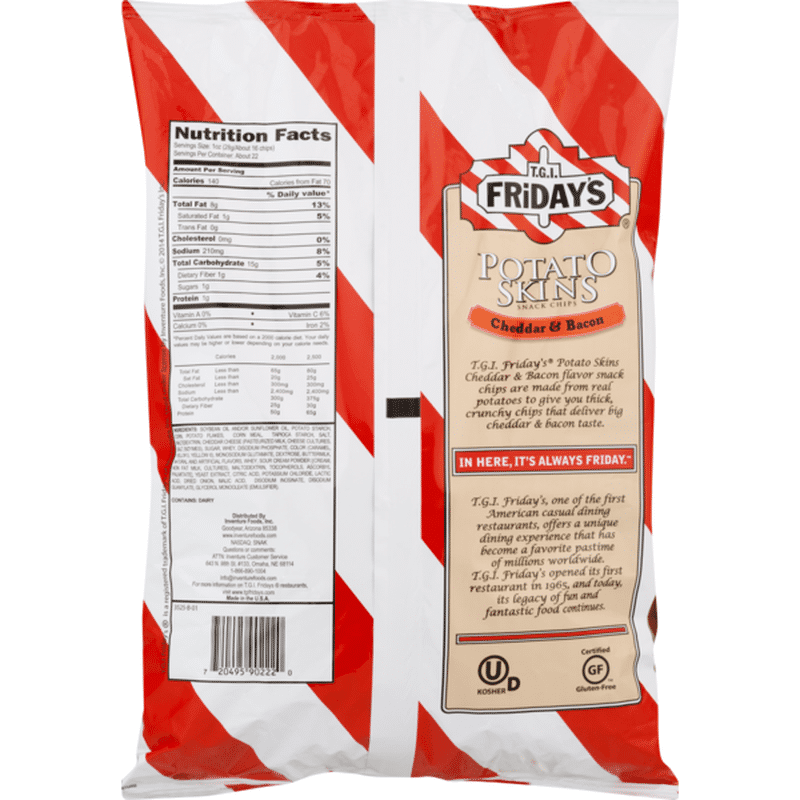TGI Fridays Potato Skins Snack Chips Cheddar & Bacon (22 oz) - Instacart