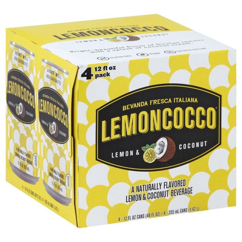 Lemoncocco Beverage Lemon & Coconut 4 Pack, Box (12 fl oz) - Instacart