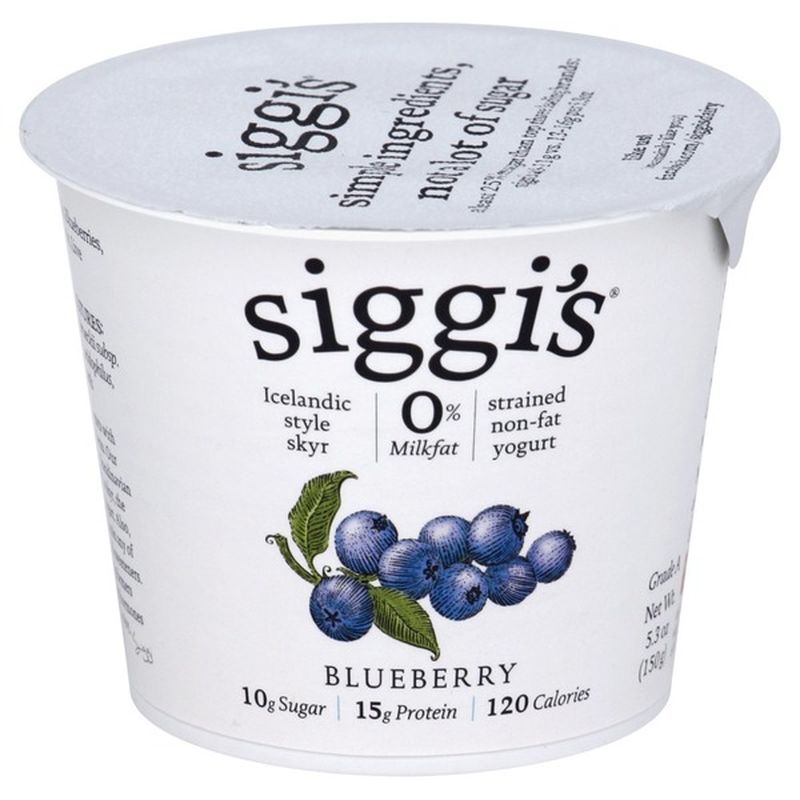 Siggi's Icelandic Style Skyr Blueberry Non-fat Yogurt (5.3 oz) - Instacart
