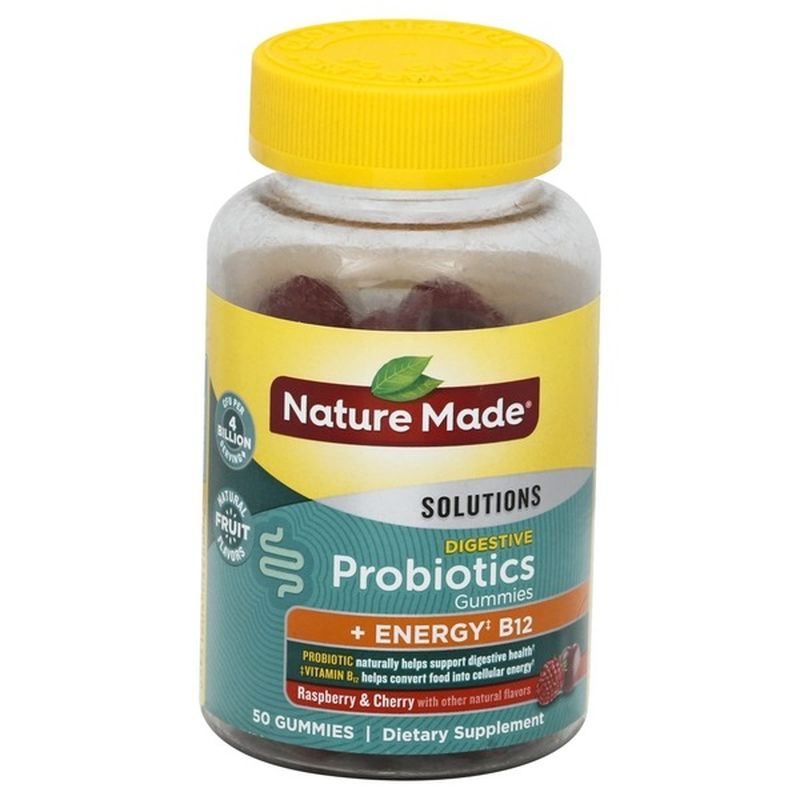 Nature Made Digestive Probiotics and Energy B12 Gummies 4 Billion CFU ...