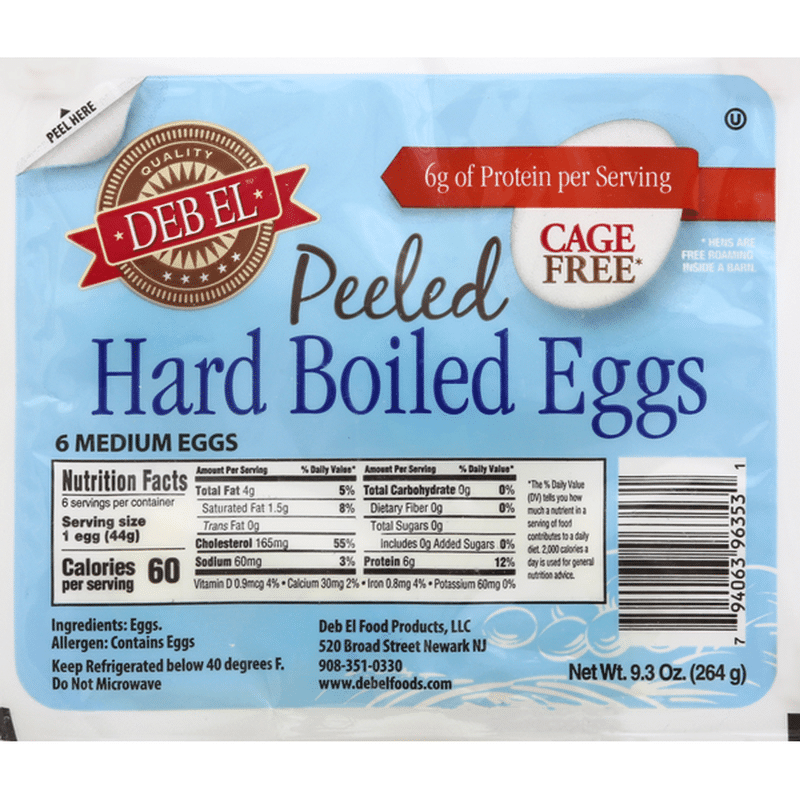 Deb El Eggs, Hard Boiled, Peeled, Medium (6 each) - Instacart