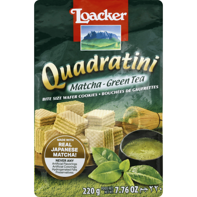 Loacker Quadratini Matcha Green Tea, Bite-size Wafer Cookies (7.76 oz ...