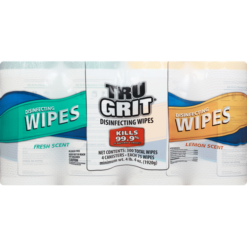 True Grit Wipes, Disinfecting, Fresh & Lemon Scent (4 each) - Instacart