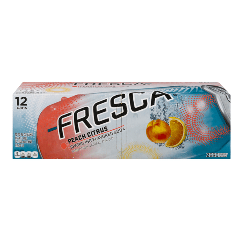 Fresca Peach Soda Sparkling Flavored Soda Pop Soft Drink Zero Calorie ...