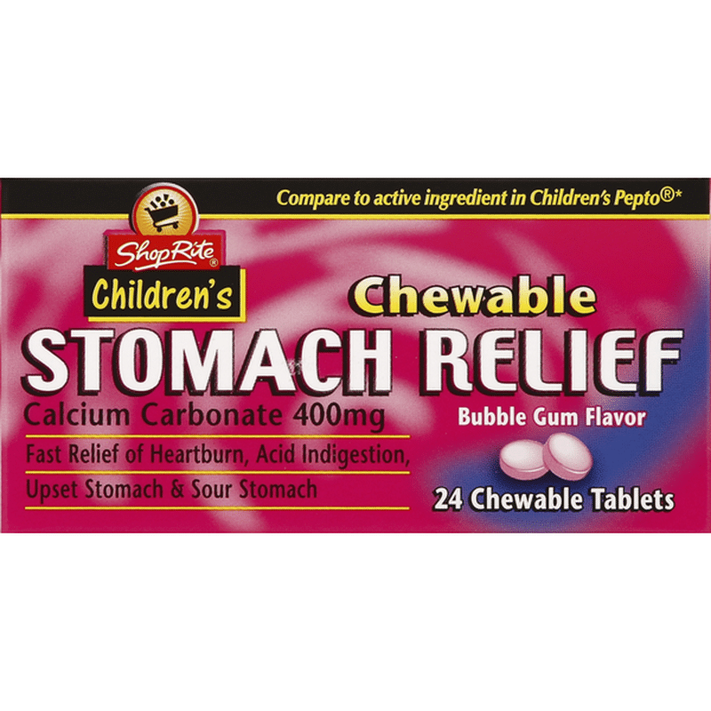 ShopRite Stomach Relief, 400 mg, Chewable Tablets, Bubble Gum Flavor ...