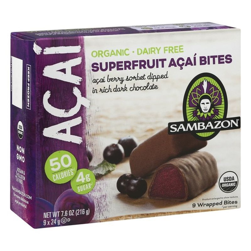 Sambazon Acai Bites, Superfruit, Organic, Dairy-Free, Original (9 each ...
