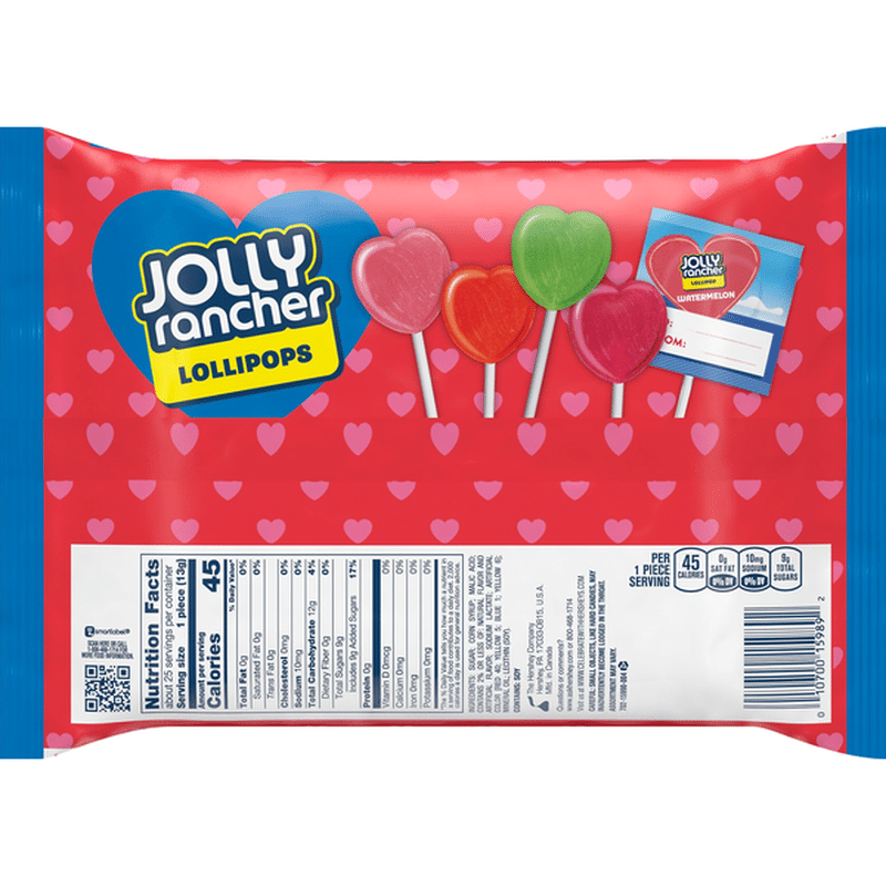 Jolly Ranchers Lollipops, Original Flavors, Heart Shaped, Valentine ...