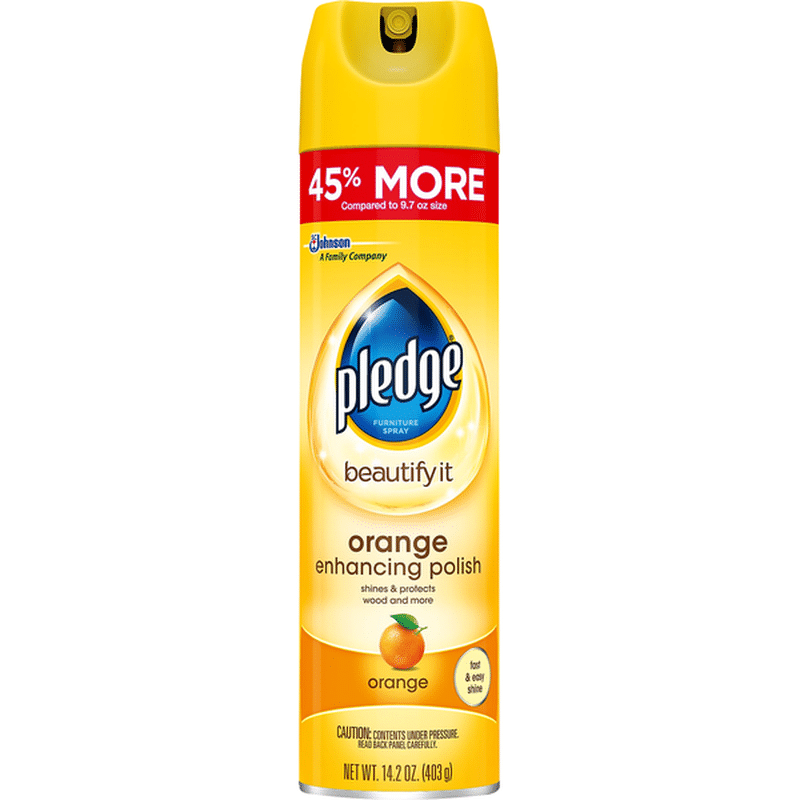 Pledge Furniture Spray, Orange, Enhancing Polish, Beautify It (14.2 oz ...