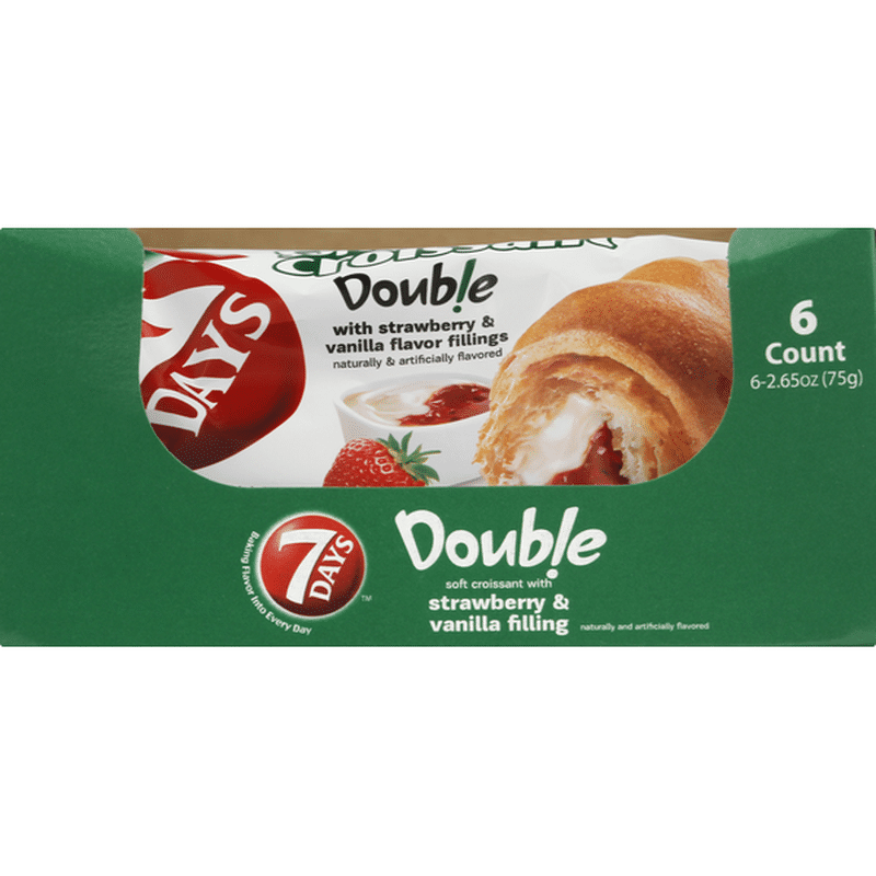 7 Days Croissant, Soft, with Strawberry & Vanilla Filling, Double (6 ...