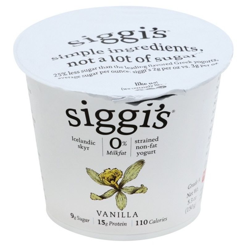 Siggi's Icelandic Style Skyr Non-Fat Yogurt, Vanilla (5.3 oz) - Instacart