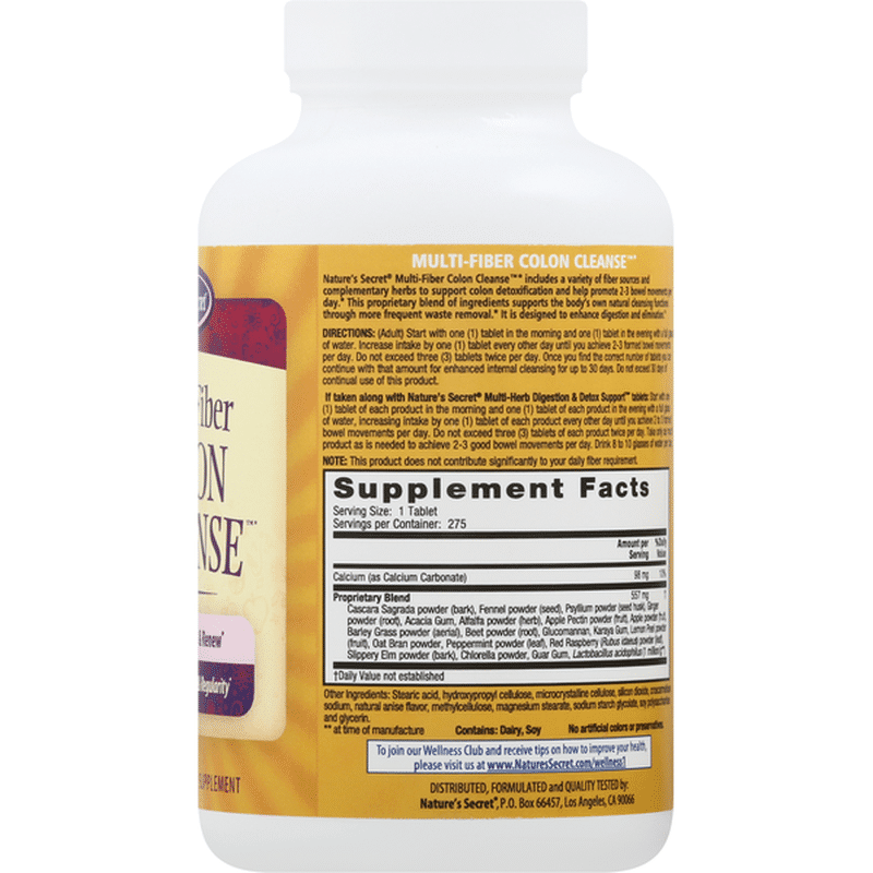 Nature's Secret Colon Cleanse, Multi-Fiber, Tablets (275 each) - Instacart