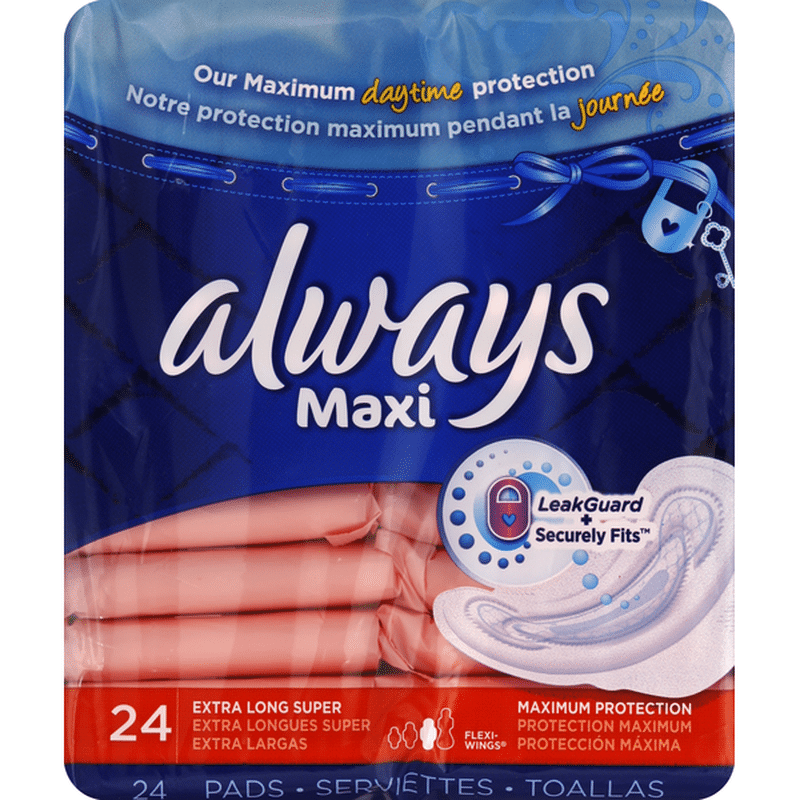 Always Maxi Pads, Flexi-Wings, Maximum Protection (24 each) - Instacart